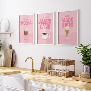 Pink Coffee Types Print Set: Kitchen Cafe Art (digital Download) - Etsy UK