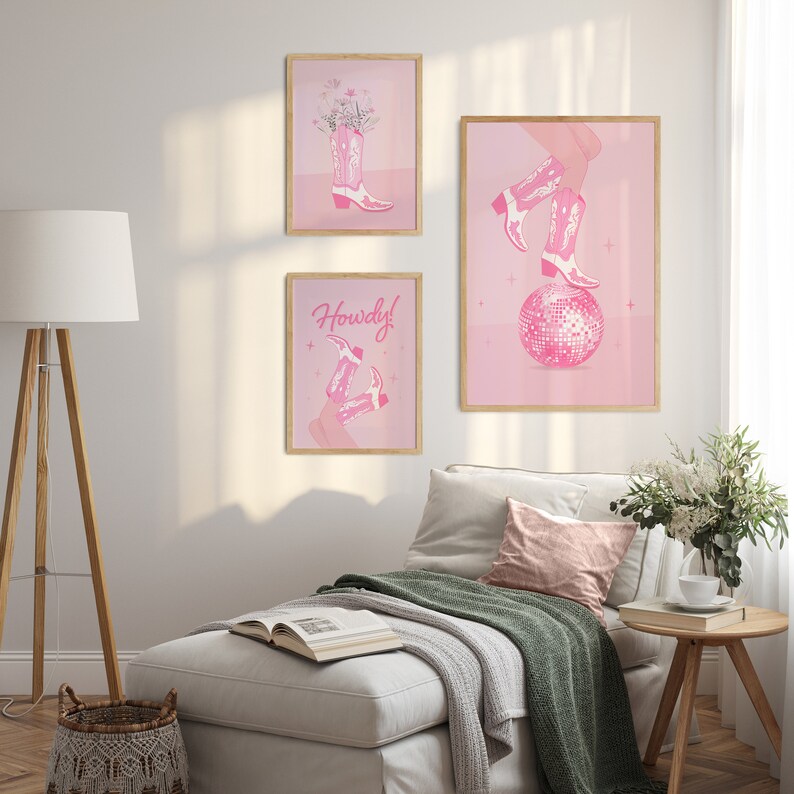 Pink Cowgirl Boot Print Set: Western Room Decor (digital Download) - Etsy