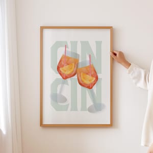 Aperol Spritz Print: Cin Cin Minimalist Cocktail Art (digital Download ...