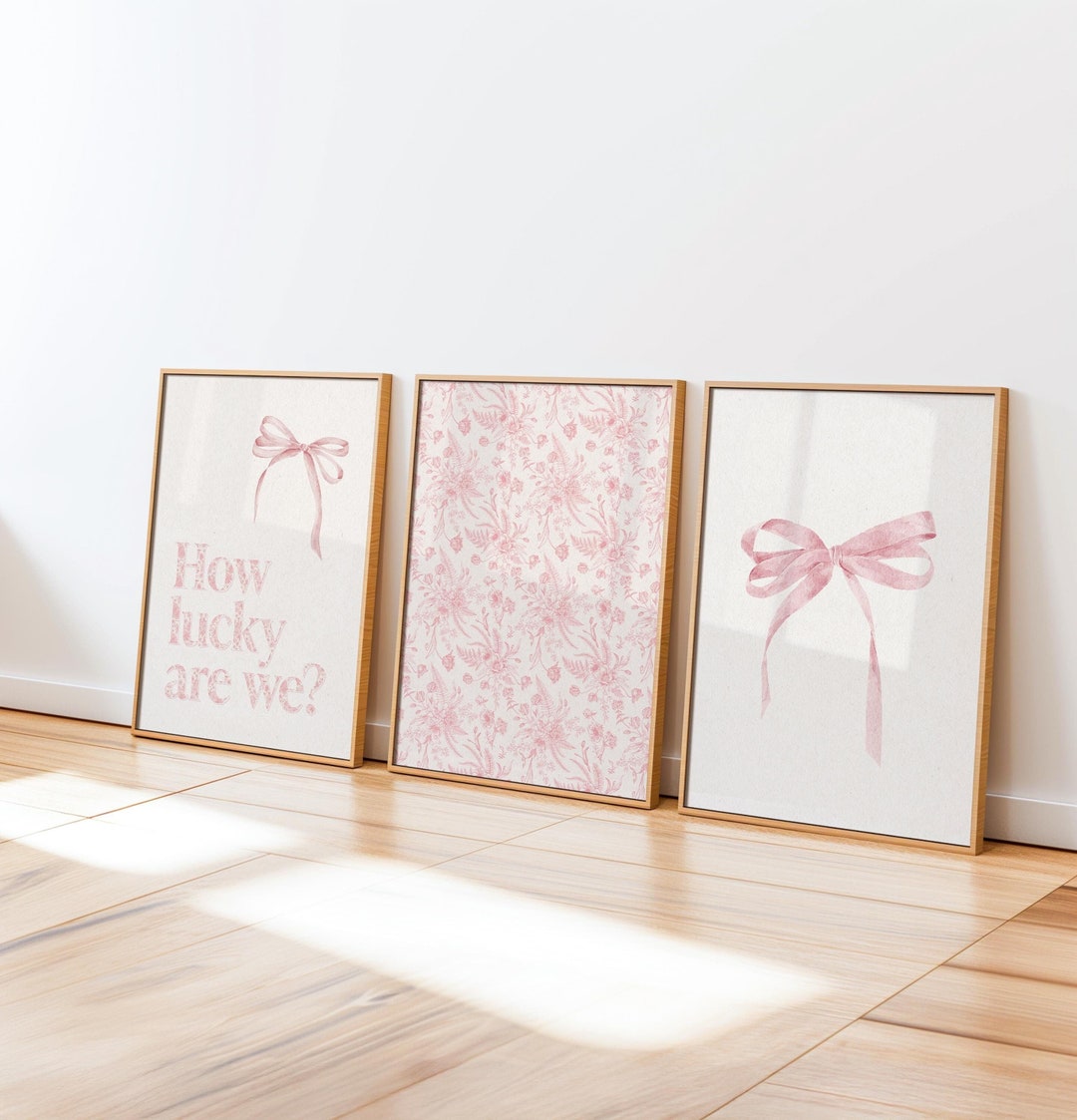 Set of 3 Printable Pink Coquette Posters How Lucky Are We Floral ...