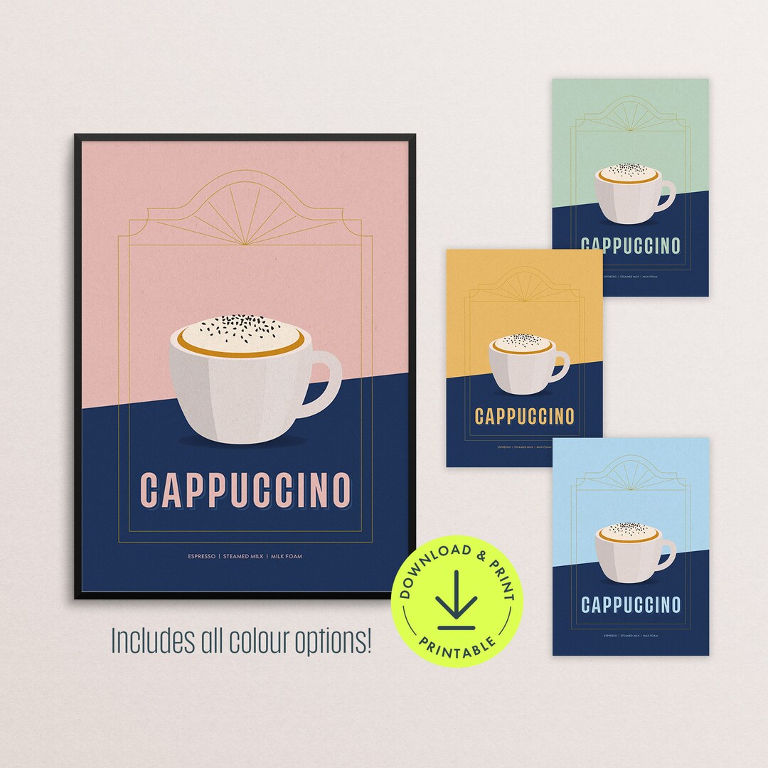 Retro Cappuccino Coffee Shop Decor Coffee Aesthetic Print Kitchen ...