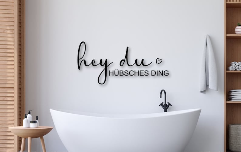 Schriftzug aus Holz Hey du hübsches Ding 3D Holzschild Wanddekoration ...