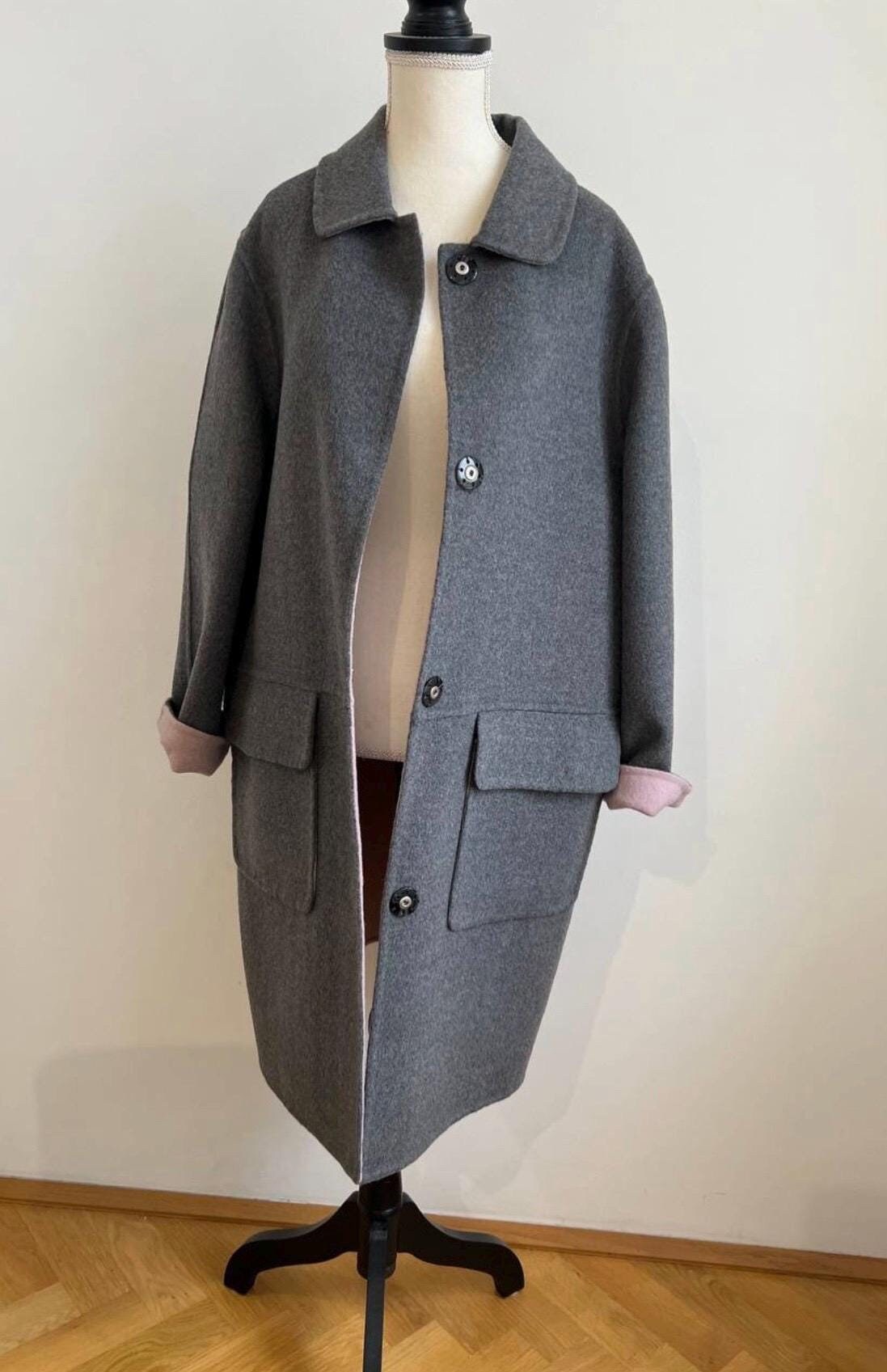Beautiful Wool Coat From Italian Designer Luisa Spagnoli. Grey and Pink ...