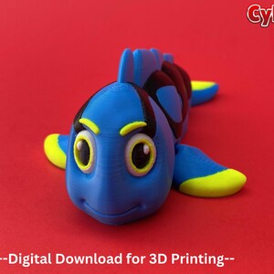 Articulated Blue Tang Fish 3D Print, Flexi Print in Place, STL File for ...