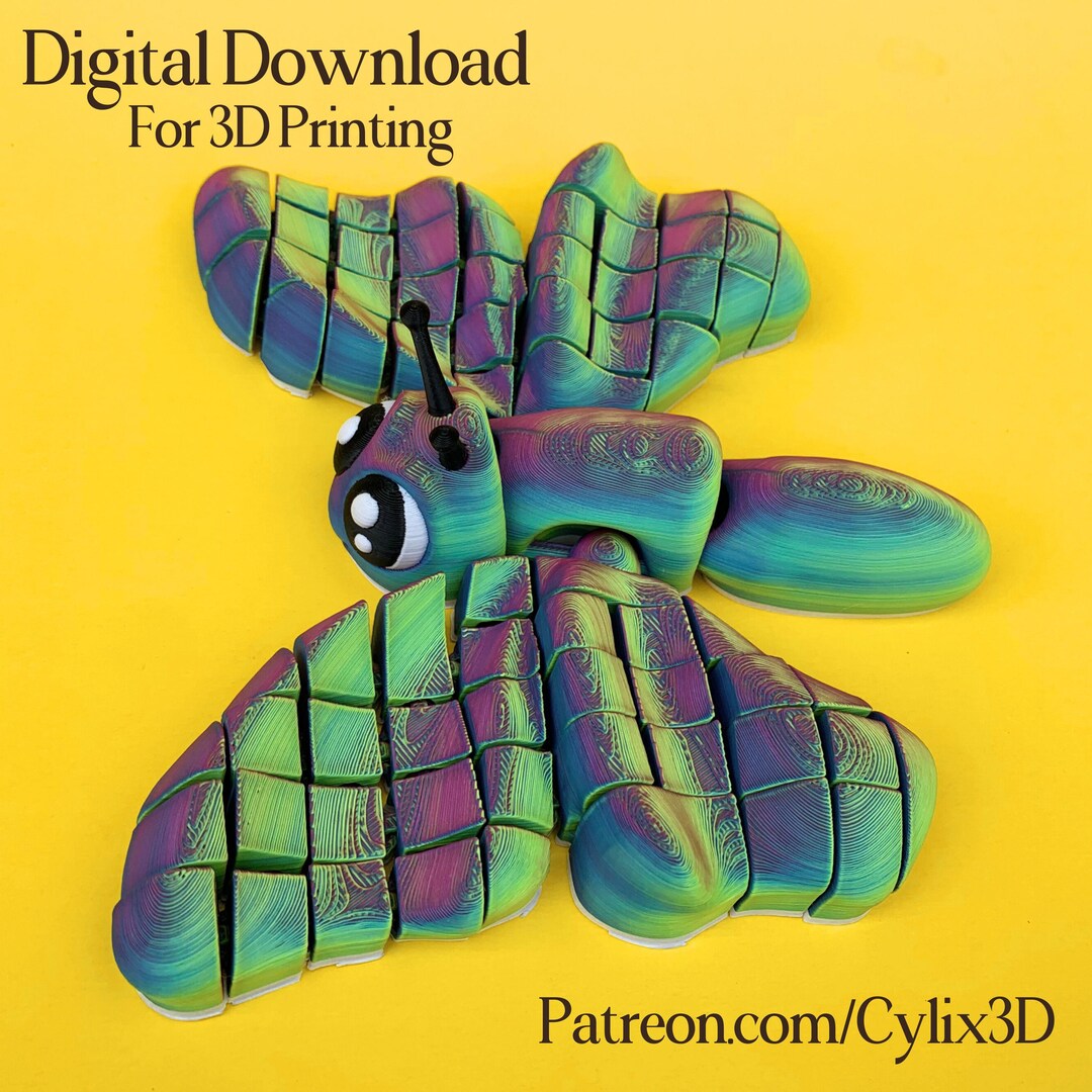 Ultra Flexi Butterfly STL 3D Print Files: Articulated Fidget Winged Toy ...