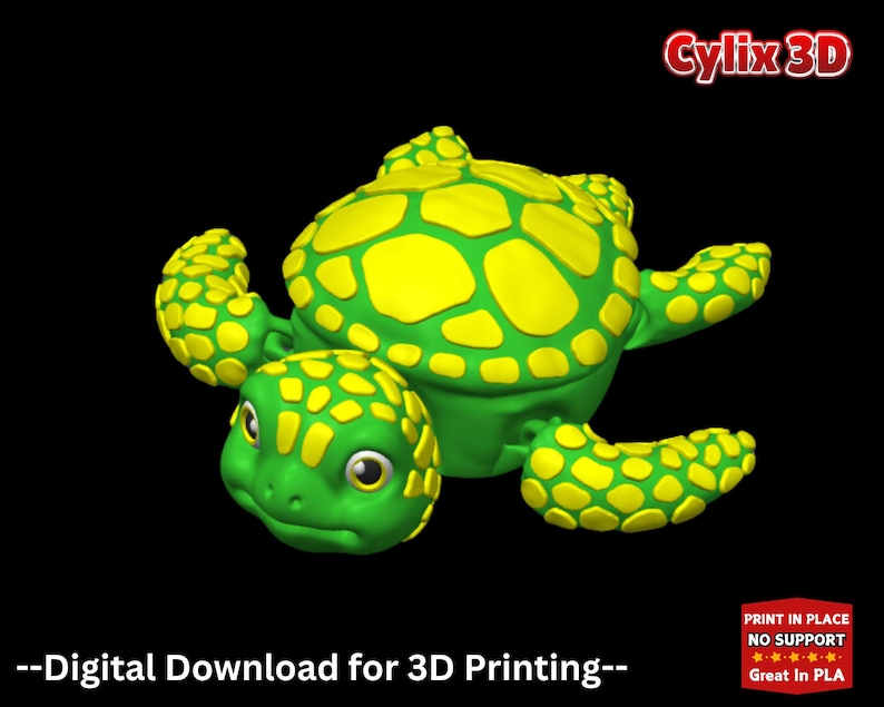 Articulated Turtle, STL File for 3D Printing, Flexi STL Print Files ...