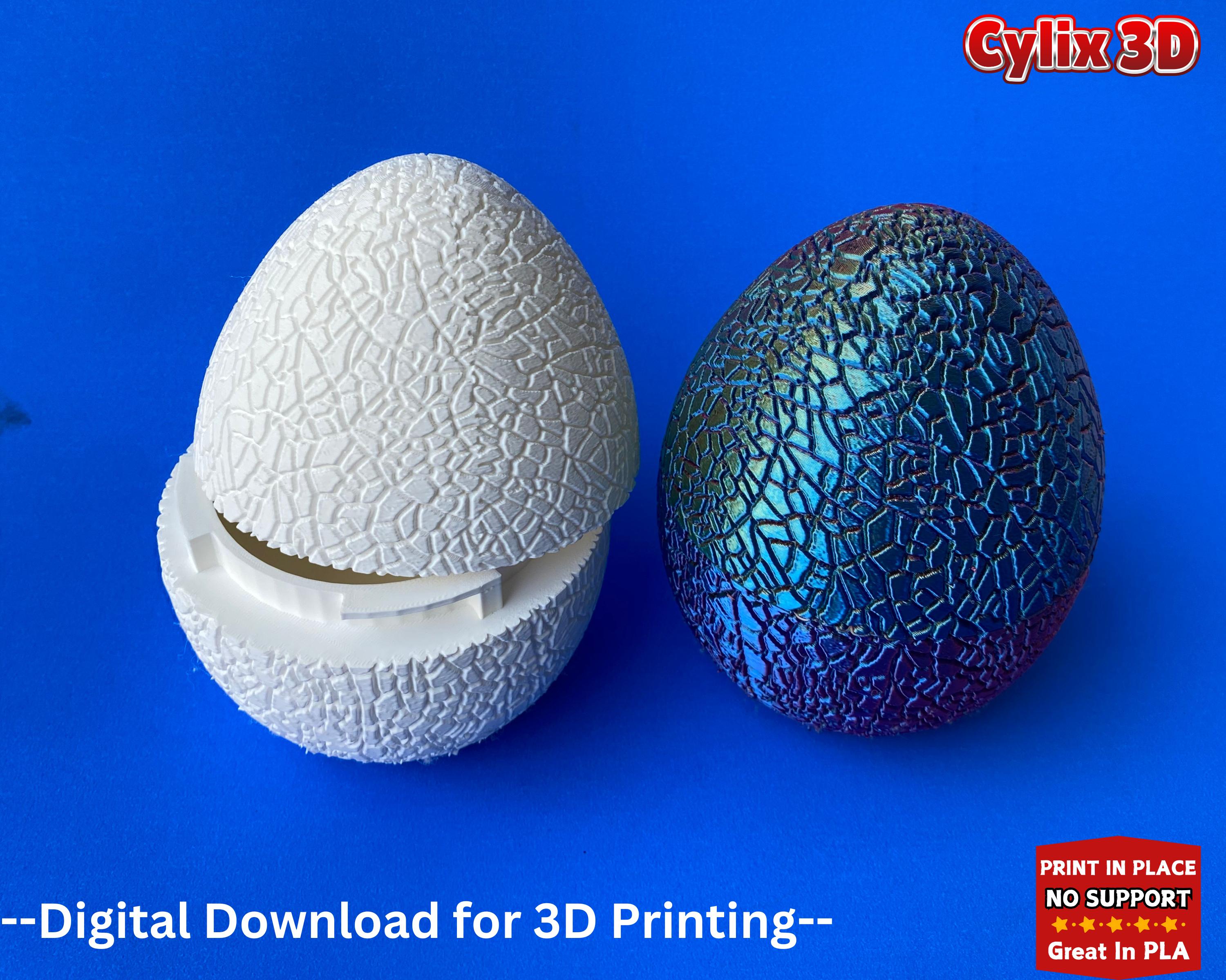 Dinosaur Egg, STL File for 3D Print, Crack Egg, Cylix3d, No Support ...