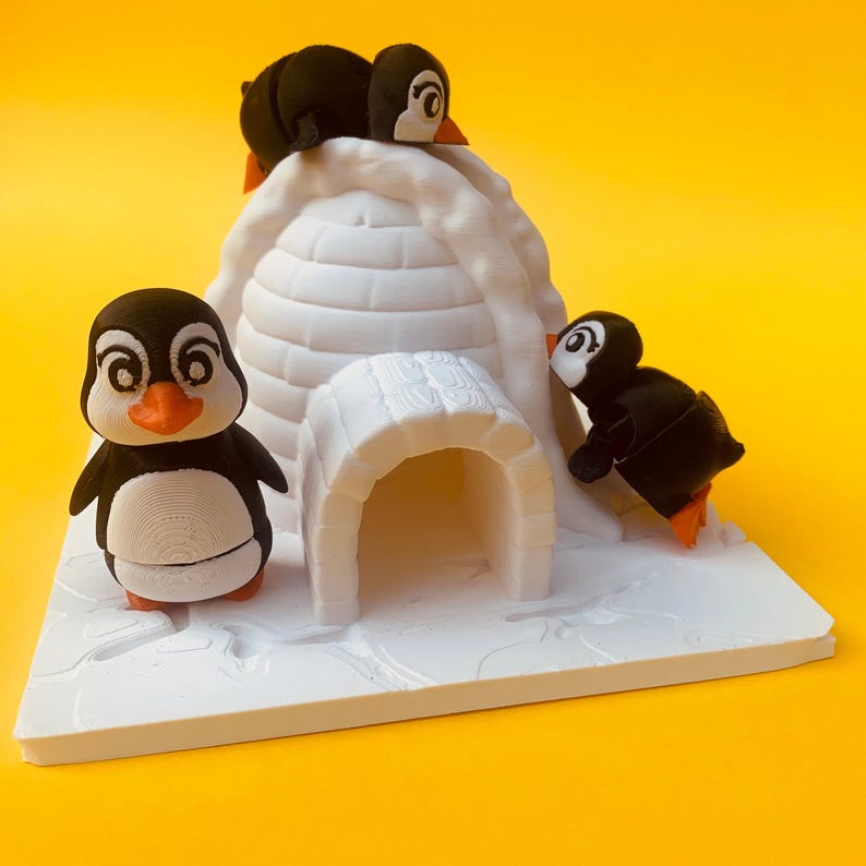 Flexi Penguin & Igloo House STL 3D Print Files Bundle: Articulated ...