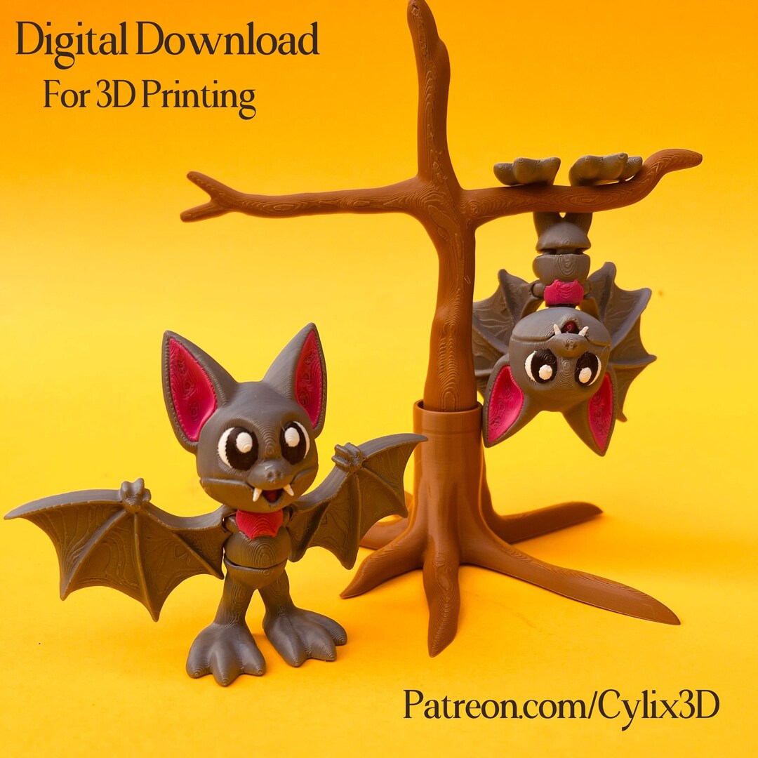 Flexi Bat STL 3D Print Files: Tree Branch and Fidget Animal Toy - Etsy