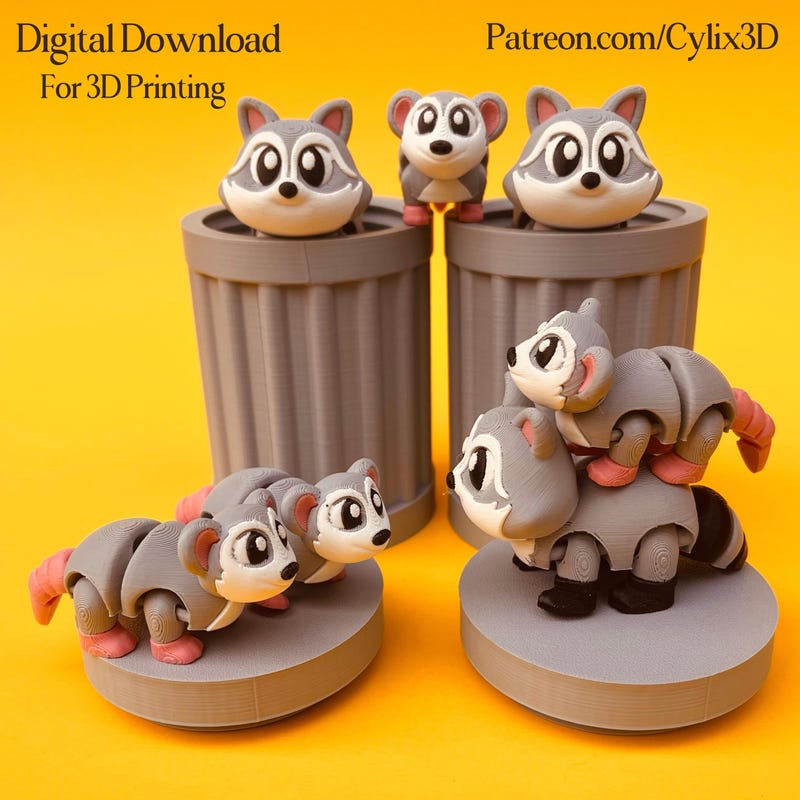 3d Printed Trash and Racoon - Etsy