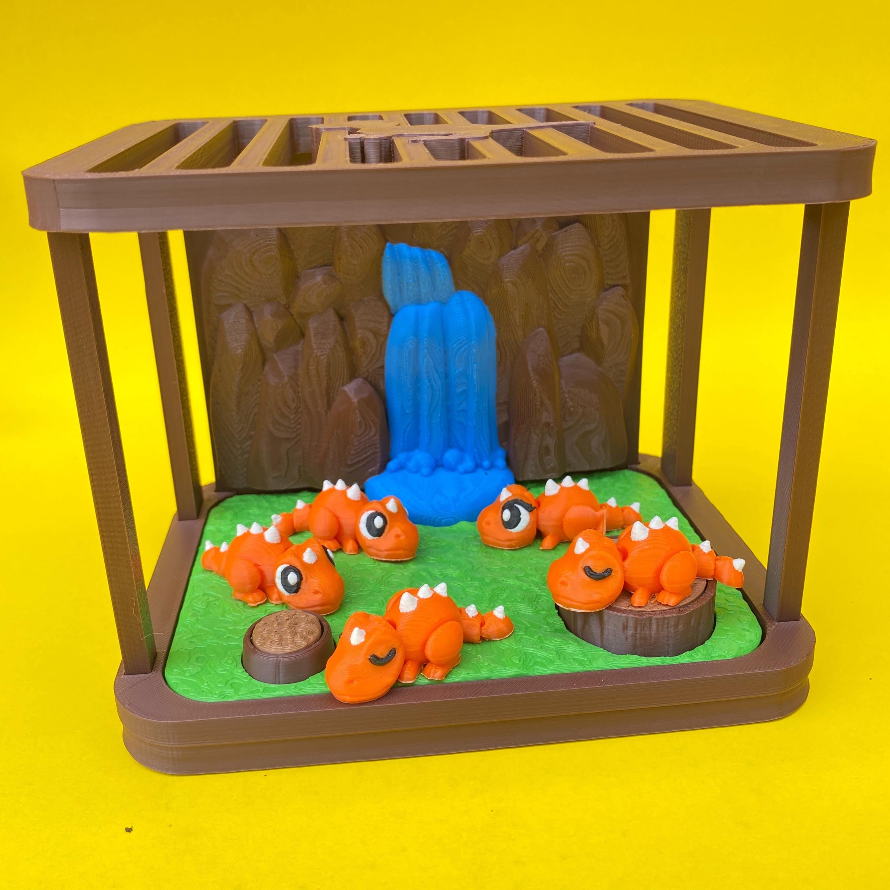Rex Dinosaur Diorama 3D Print STL Files: Flexi Animal Terrarium Playset ...