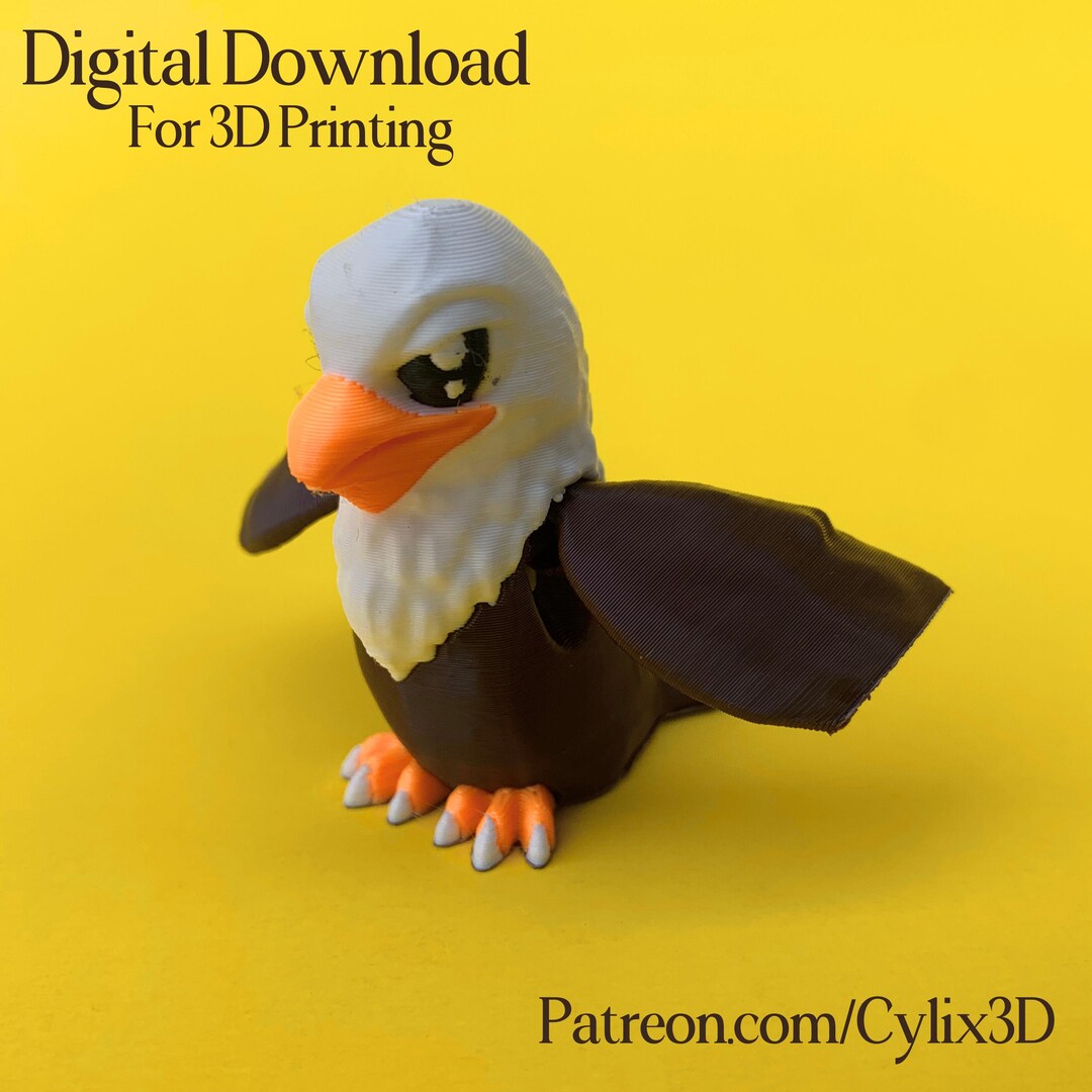 Flexi Bald Eagle STL 3D Print File: Articulated Winged Bird - Etsy