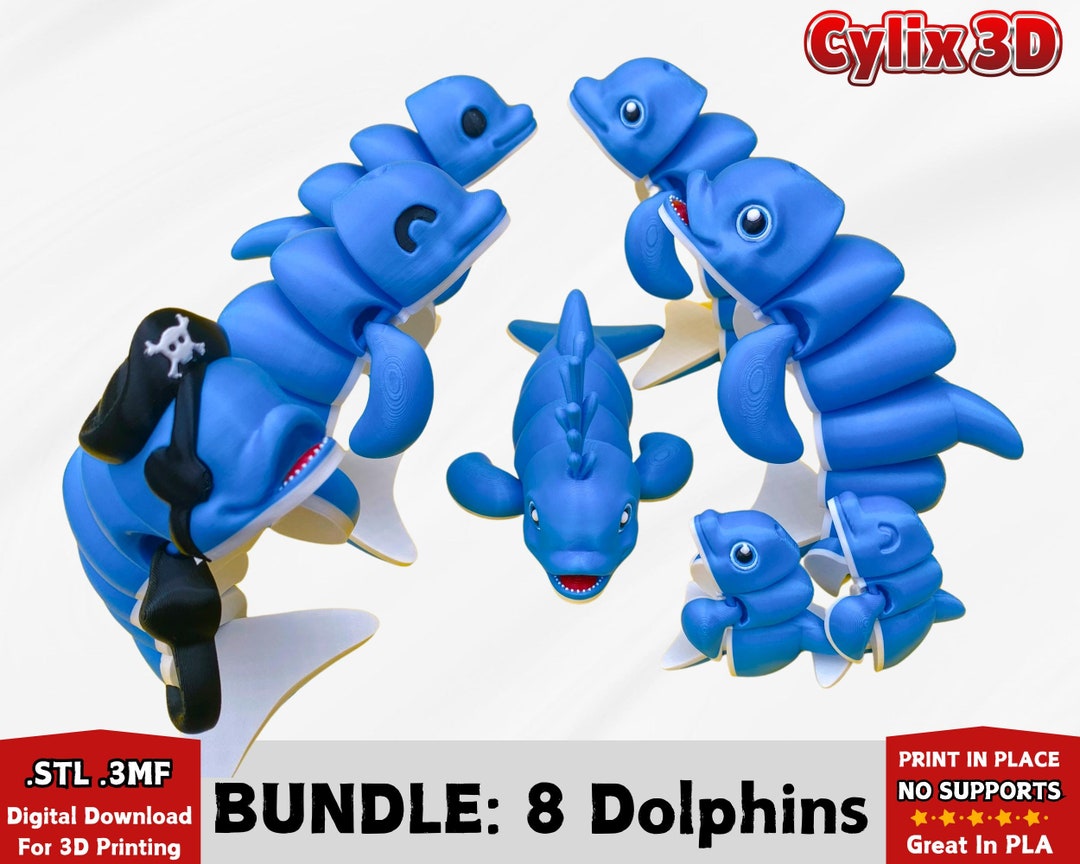 Articulated Dolphin 3D Print STL Files,flexi Dolphin Bundle,baby Mini ...