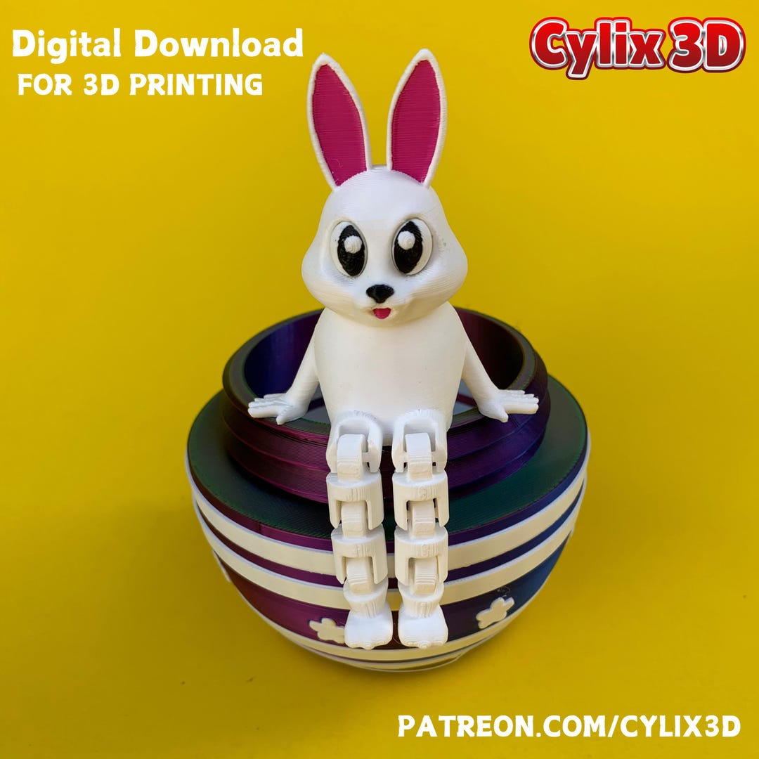 Cute Easter Bunny STL 3D Print File, Articulated Flexible Legs Rabbit ...