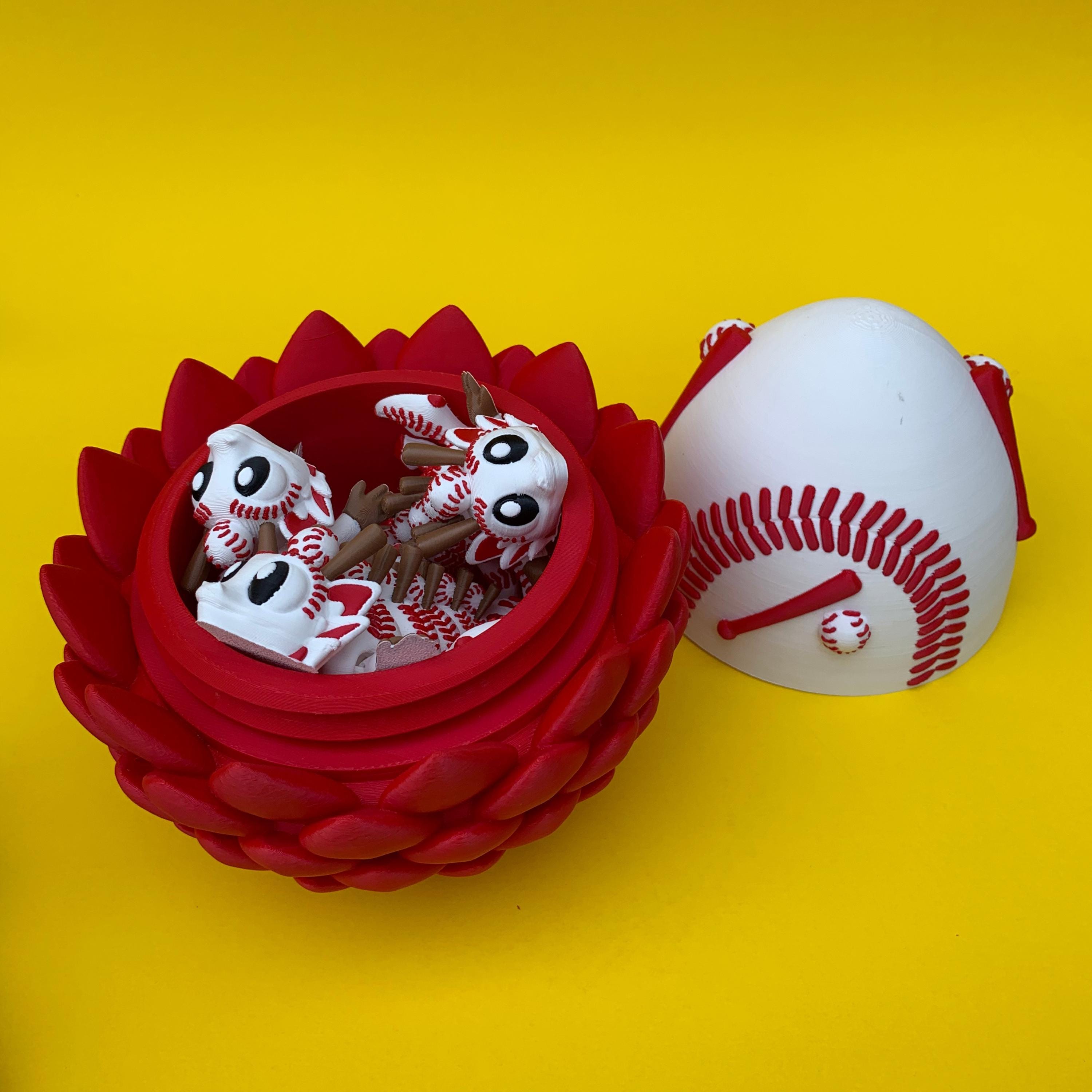 Flexi Baseball Dragon & Egg STL 3D Print Files: Winged Dragon Fidget ...