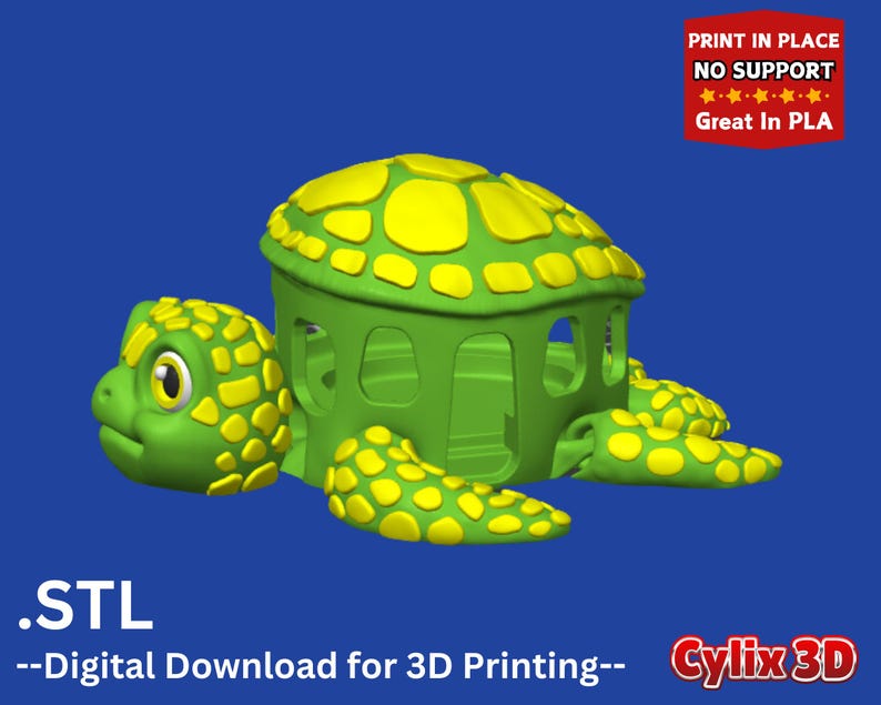 Turtle Bus 3D Print, STL File for 3D Printing, Articulated Flexi STL ...