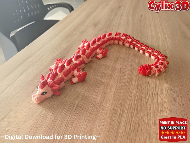Axolotl Dragon, STL File for 3D Print, Articulated Flexi Wiggle Pet, 3D ...