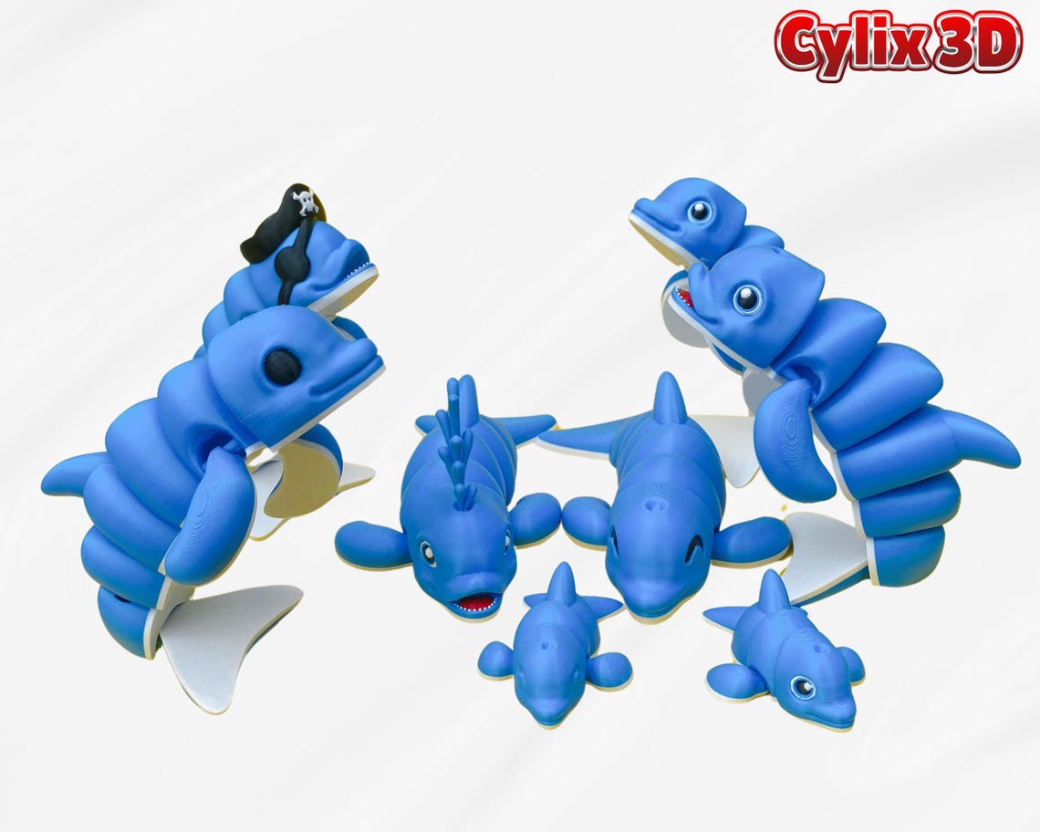 Articulated Dolphin 3D Print STL Files,flexi Dolphin Bundle,baby Mini ...