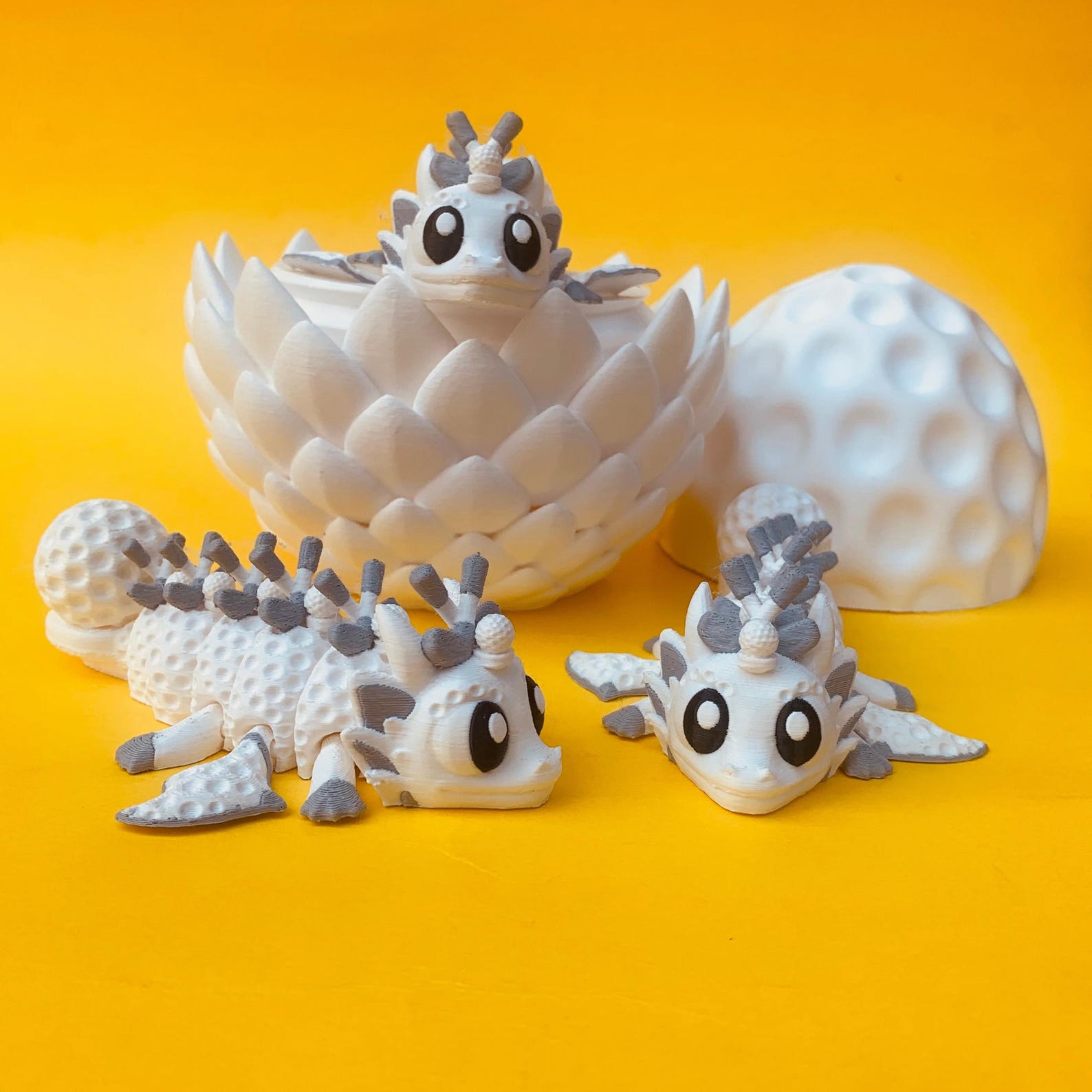 Flexi Golf Dragon & Egg STL 3D Print Files Bundle: Winged Dragon Fidget ...