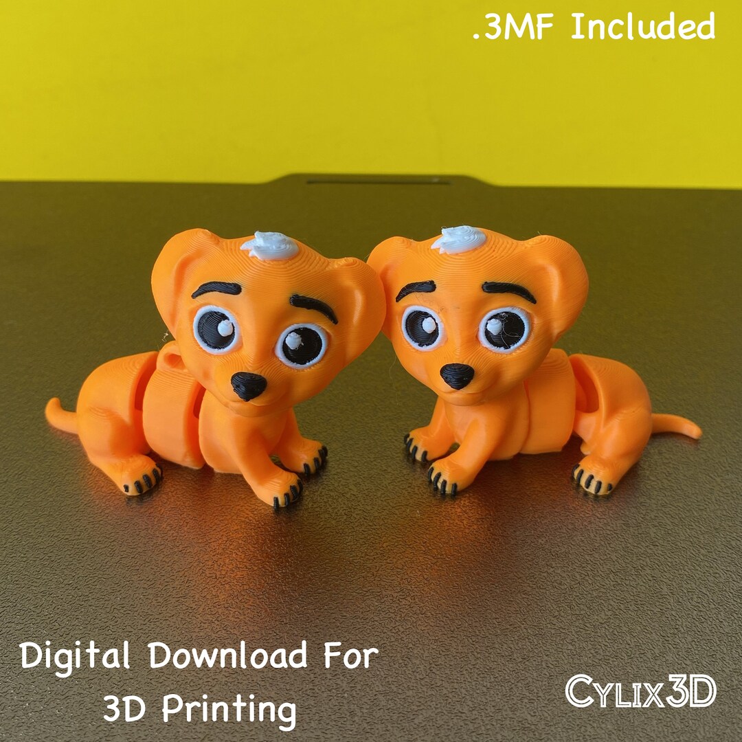Tiny Dog Print in Place STL File for 3D Printing, Flexi Dog Toy, 3MF ...