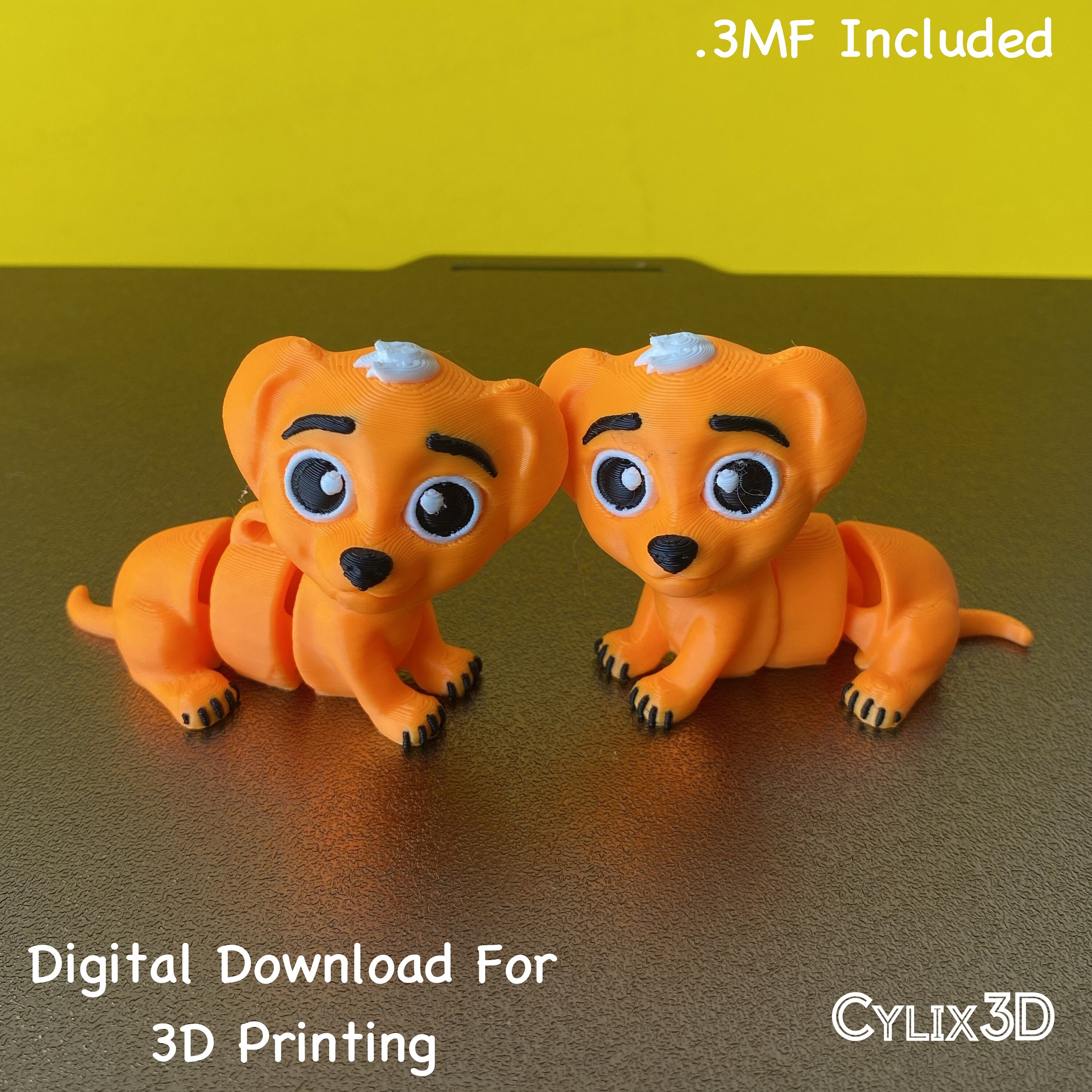 Tiny Dog Print in Place STL File for 3D Printing, Flexi Dog Toy, 3MF ...