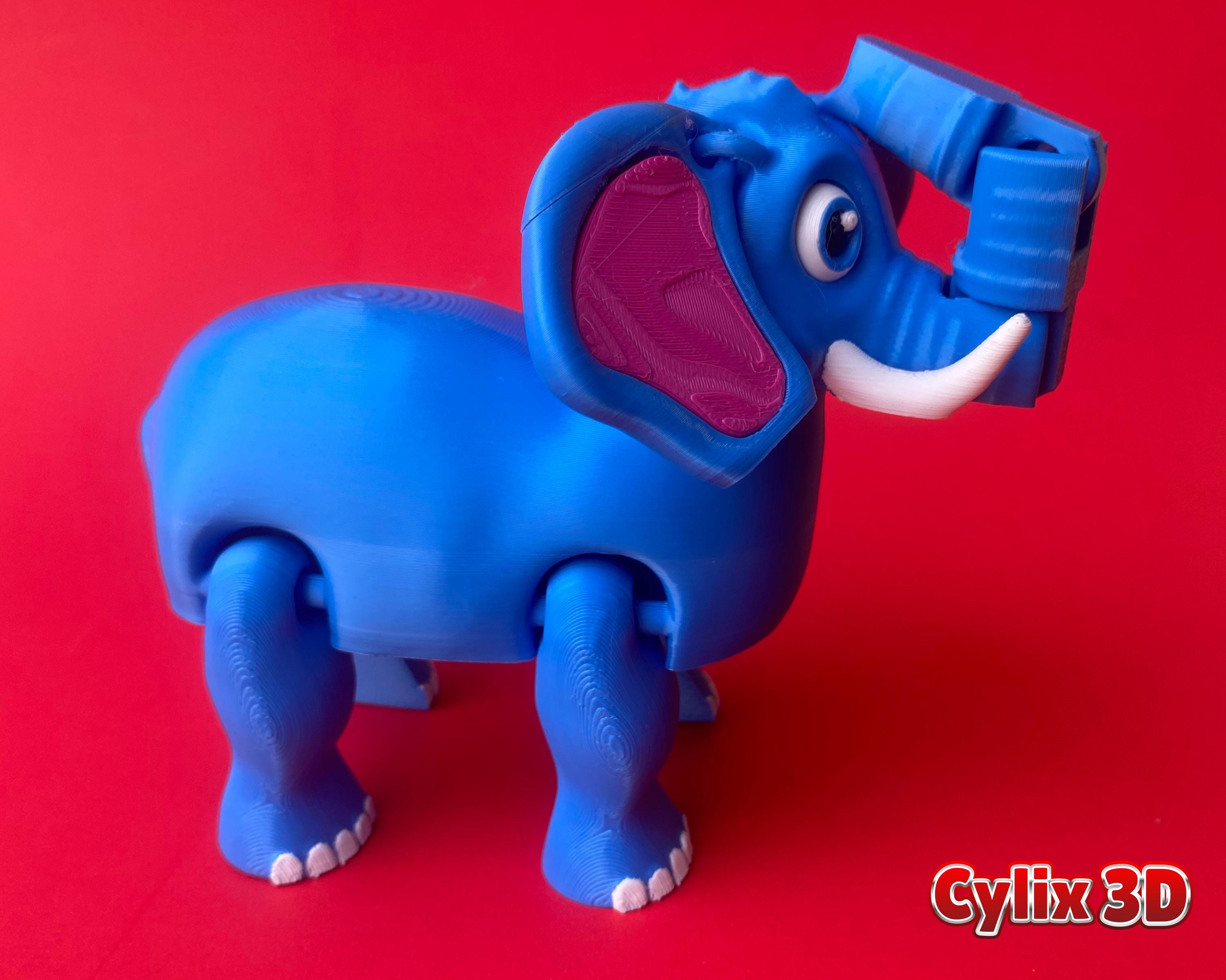 Elephant STL File for 3D Print, Articulating Flexi Wiggle Pet, Print in ...