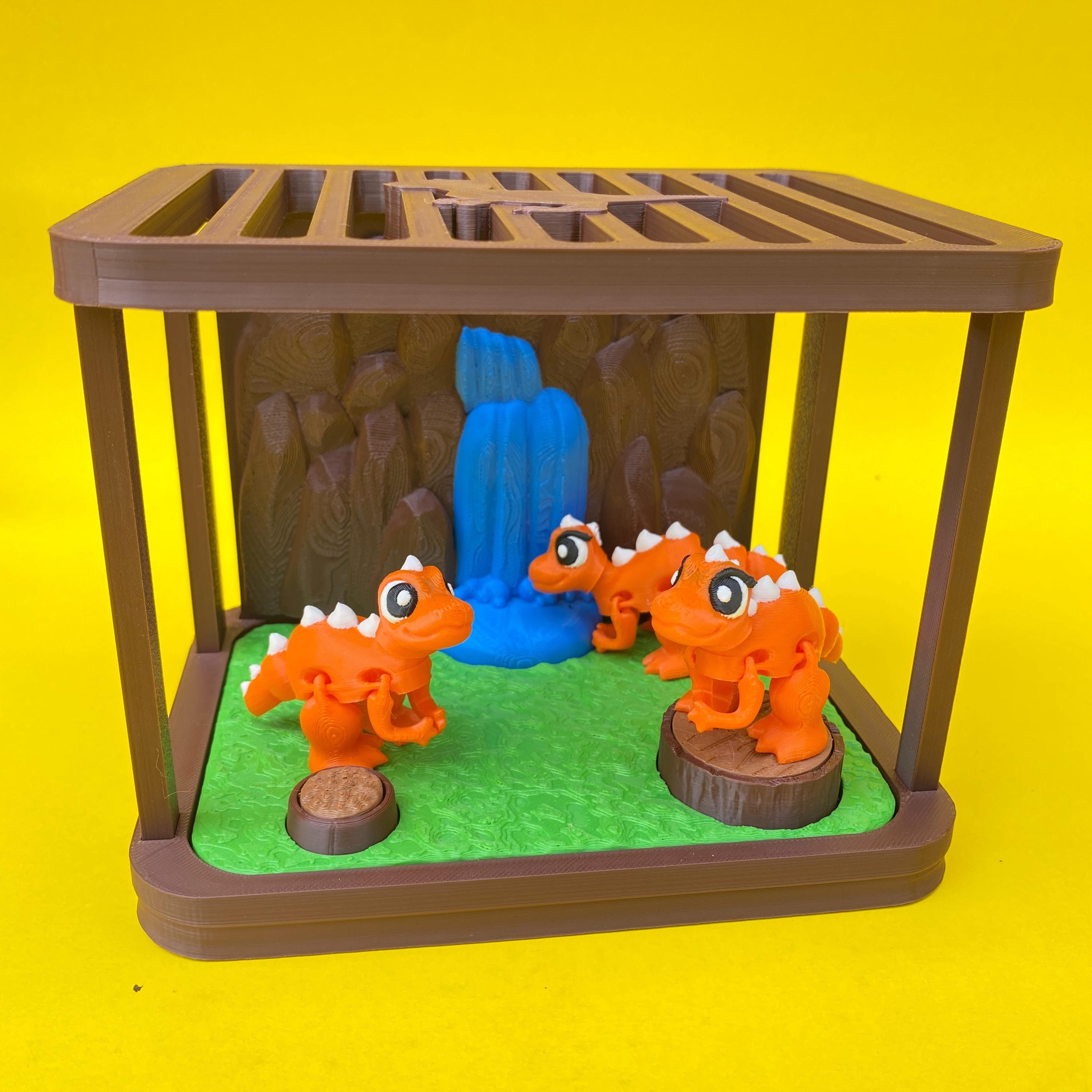 Rex Dinosaur Diorama 3D Print STL Files: Flexi Animal Terrarium Playset ...