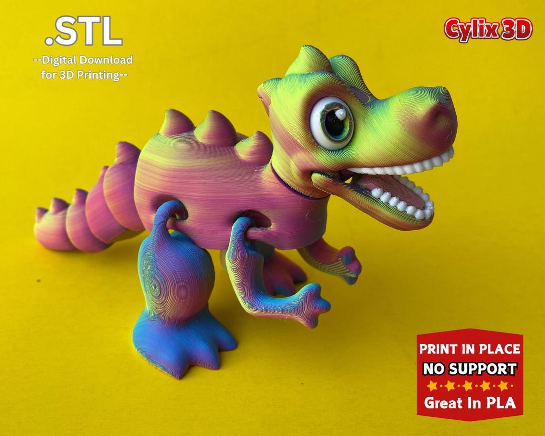 T-rex Dinosaur, STL File for 3D Printing, Articulated Flexi, 3D Print ...