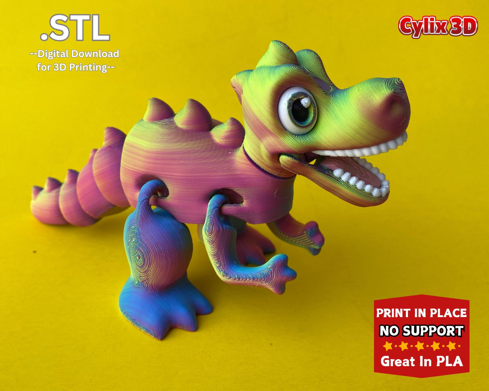 T-rex Dinosaur, STL File for 3D Printing, Articulated Flexi, 3D Print ...