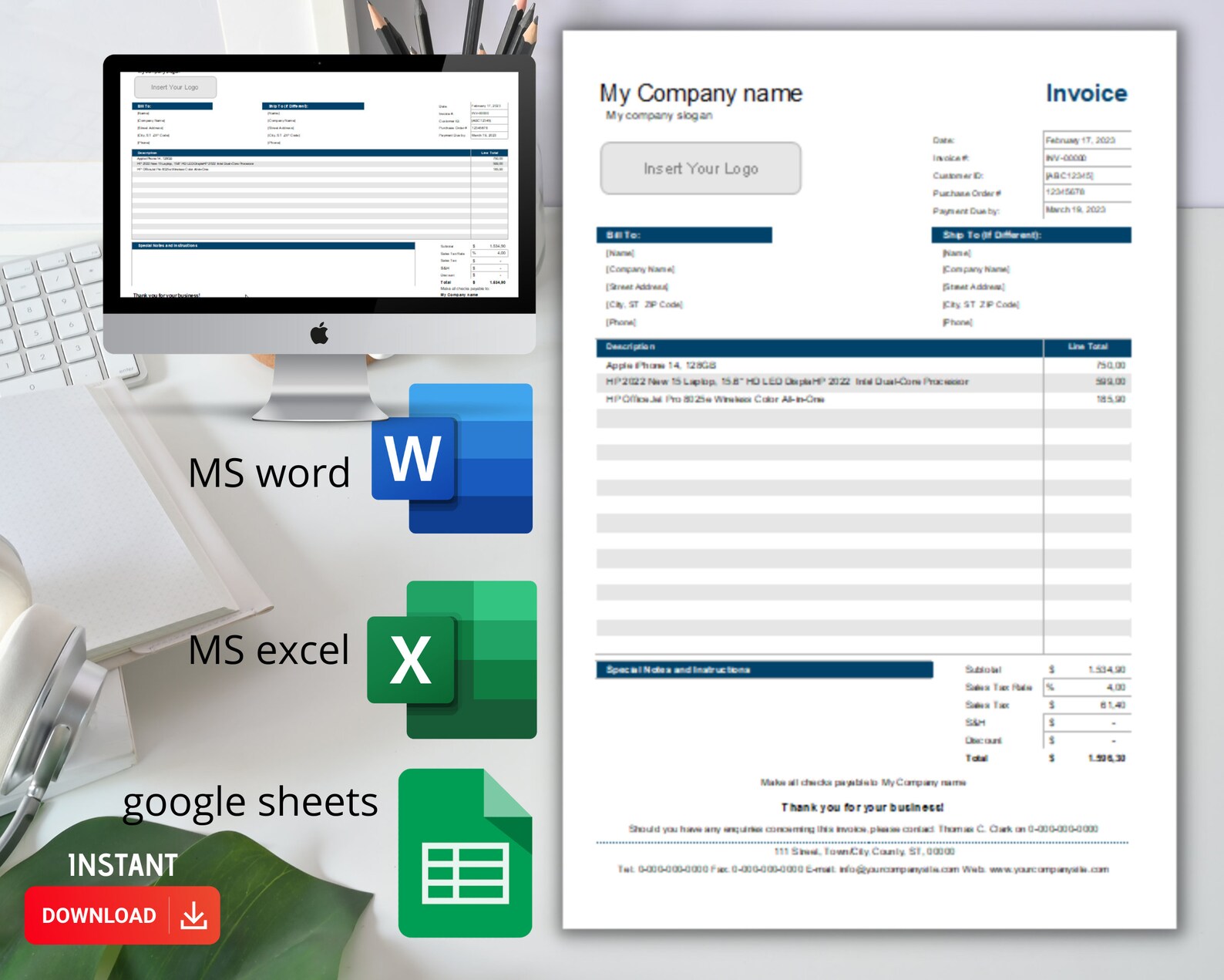 Invoice Template, Receipt Template, Invoice Form, Editable Invoice ...