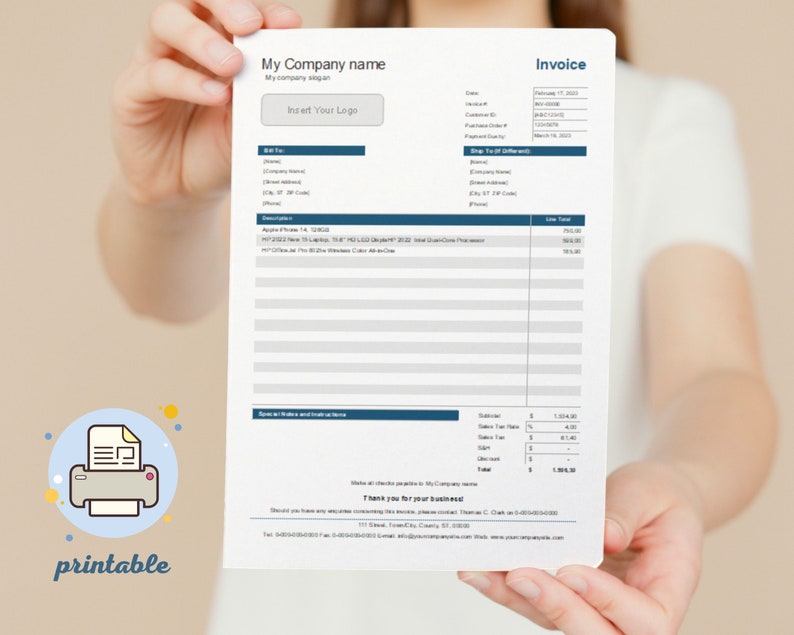 Invoice Template, Receipt Template, Invoice Form, Editable Invoice ...