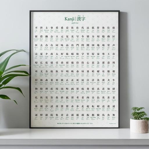 Beginner Kanji Poster Set | JLPT N5 & N4 | Japanese Characters Chart ...