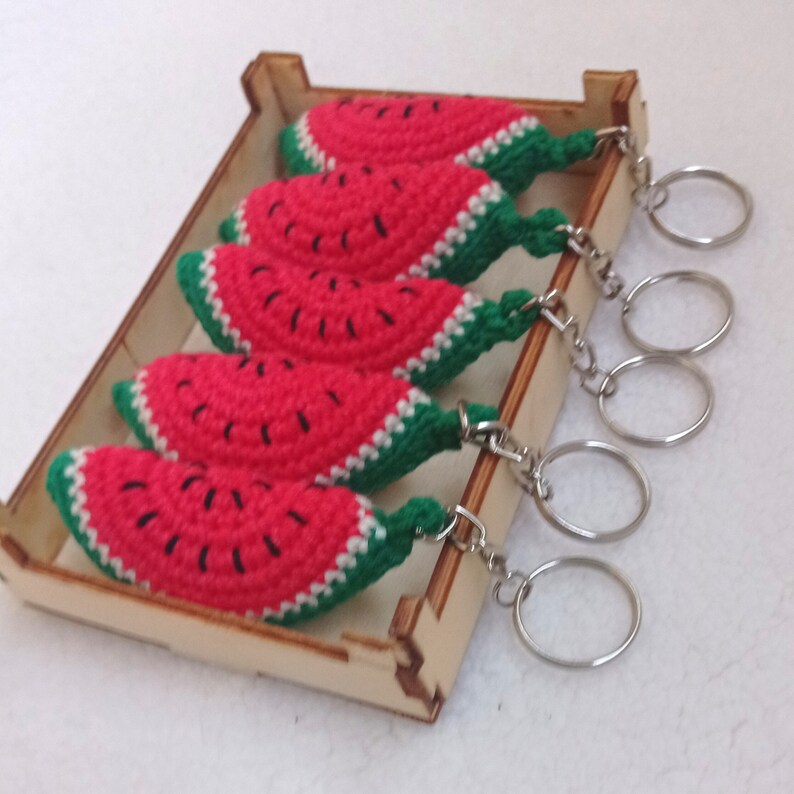 Crochet Amigurumi Cute Fruit Key Chain,cherry,orange and Watermelon ...