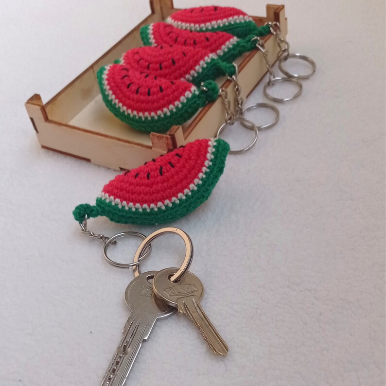Crochet Amigurumi Cute Fruit Key Chain,cherry,orange and Watermelon ...