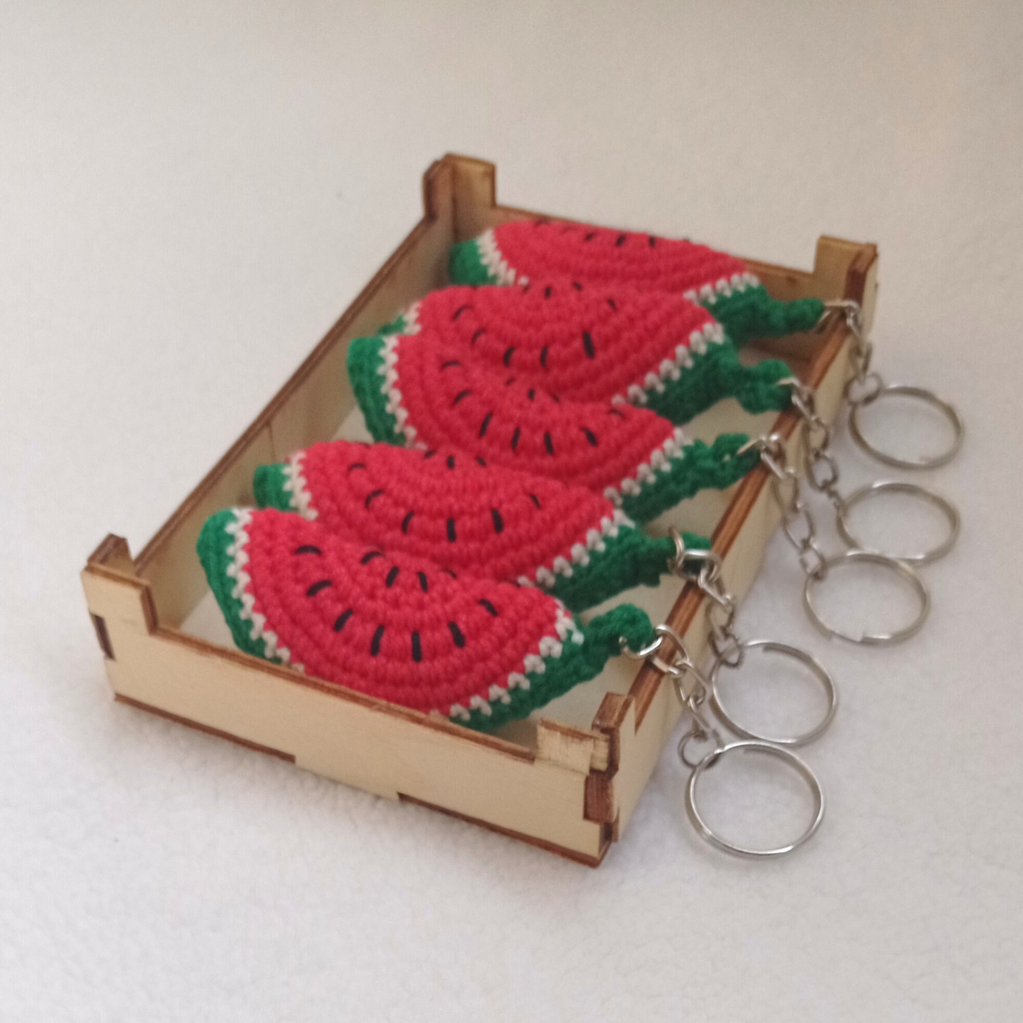 Crochet Amigurumi Cute Fruit Key Chain,cherry,orange and Watermelon ...