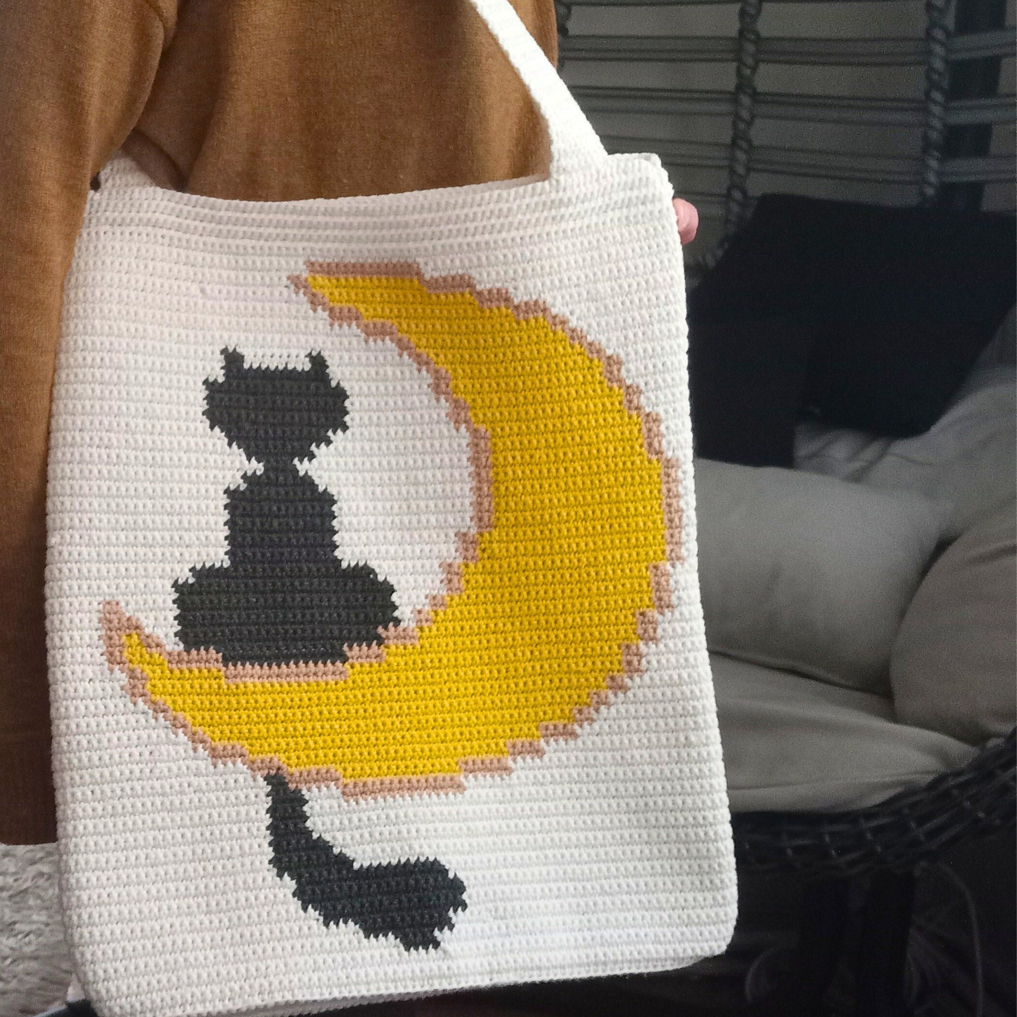 Crochet Tote Bag Pattern: Cat on Moon Design (PDF Pattern) - Etsy