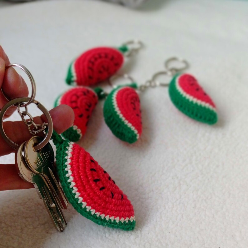 Crochet Amigurumi Cute Fruit Key Chain,cherry,orange and Watermelon ...