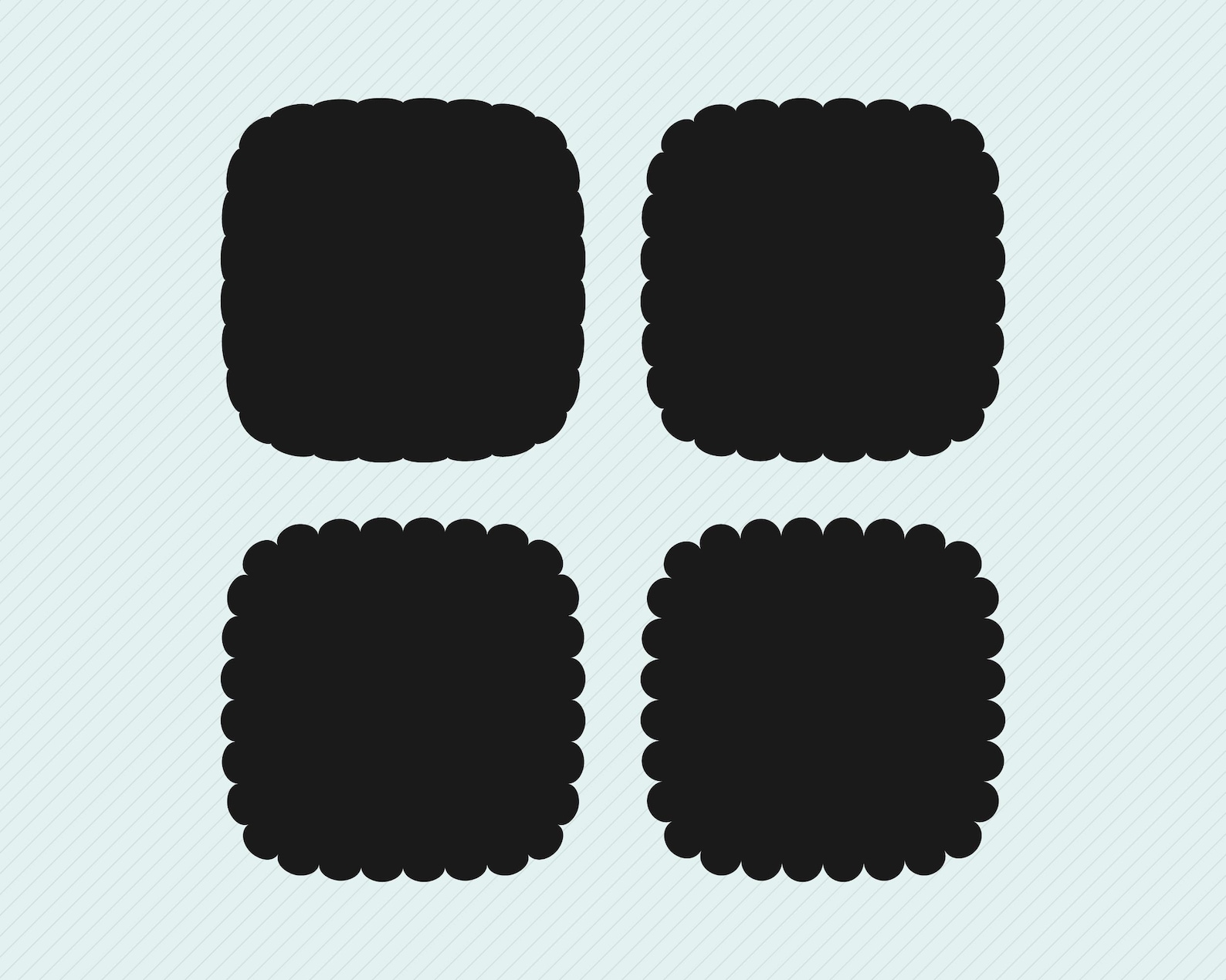 Scallop Edge Squircle Shape Silhouette Icons. Cut Svg, Eps, Dxf, Png and Jpg Files for Cricut ...