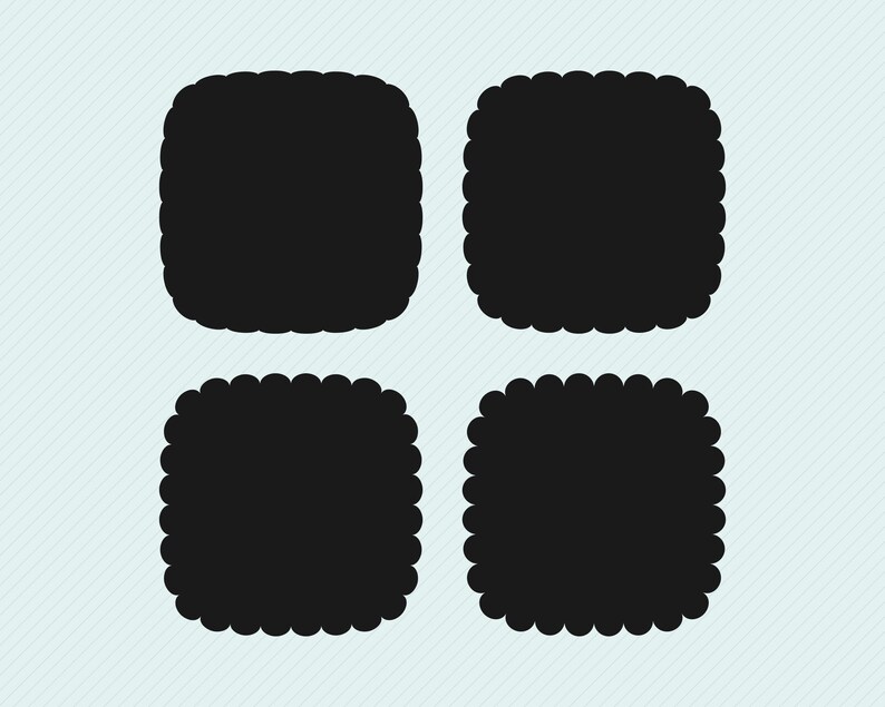 Scallop Edge Squircle Shape Silhouette Icons. Cut Svg, Eps, Dxf, Png ...