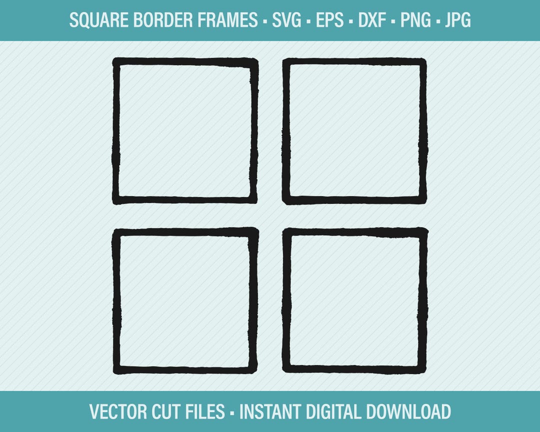 Square SVG Hand Drawn Border Frames SVG Distressed PNG Grunge Frame ...