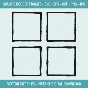 Square SVG Hand Drawn Border Frames SVG Distressed PNG Grunge Frame ...