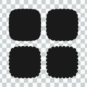 Scallop Edge Squircle Shape Silhouette Icons. Cut Svg, Eps, Dxf, Png and Jpg Files for Cricut ...