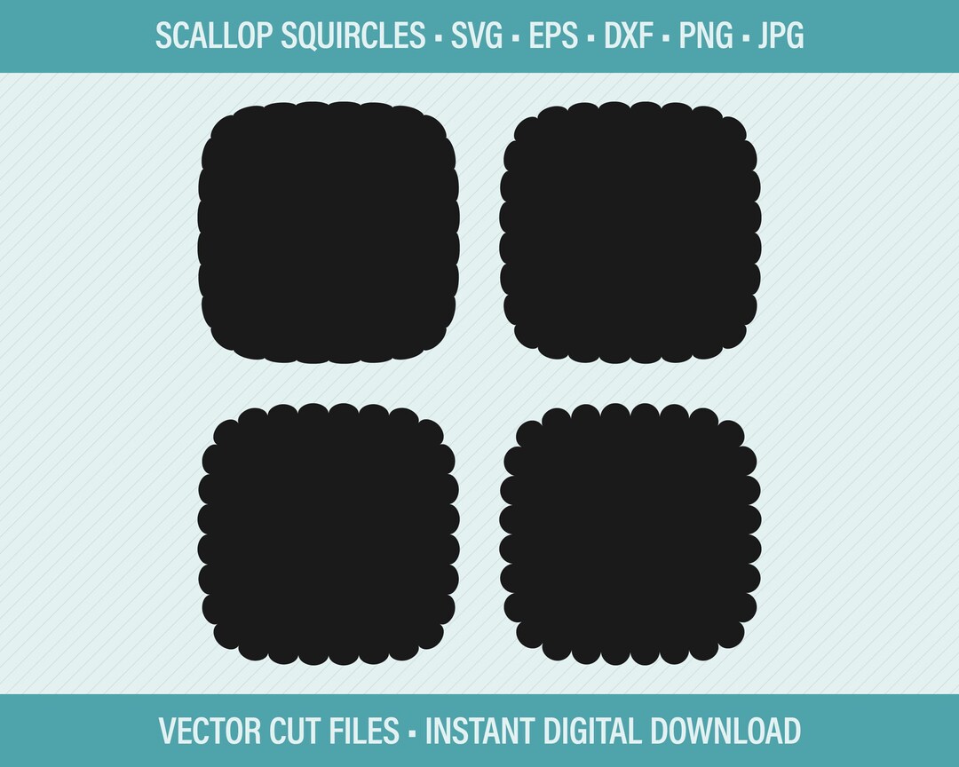 Scallop Edge Squircle Shape Silhouette Icons. Cut Svg, Eps, Dxf, Png ...