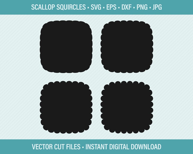 Scallop Edge Squircle Shape Silhouette Icons. Cut Svg, Eps, Dxf, Png ...
