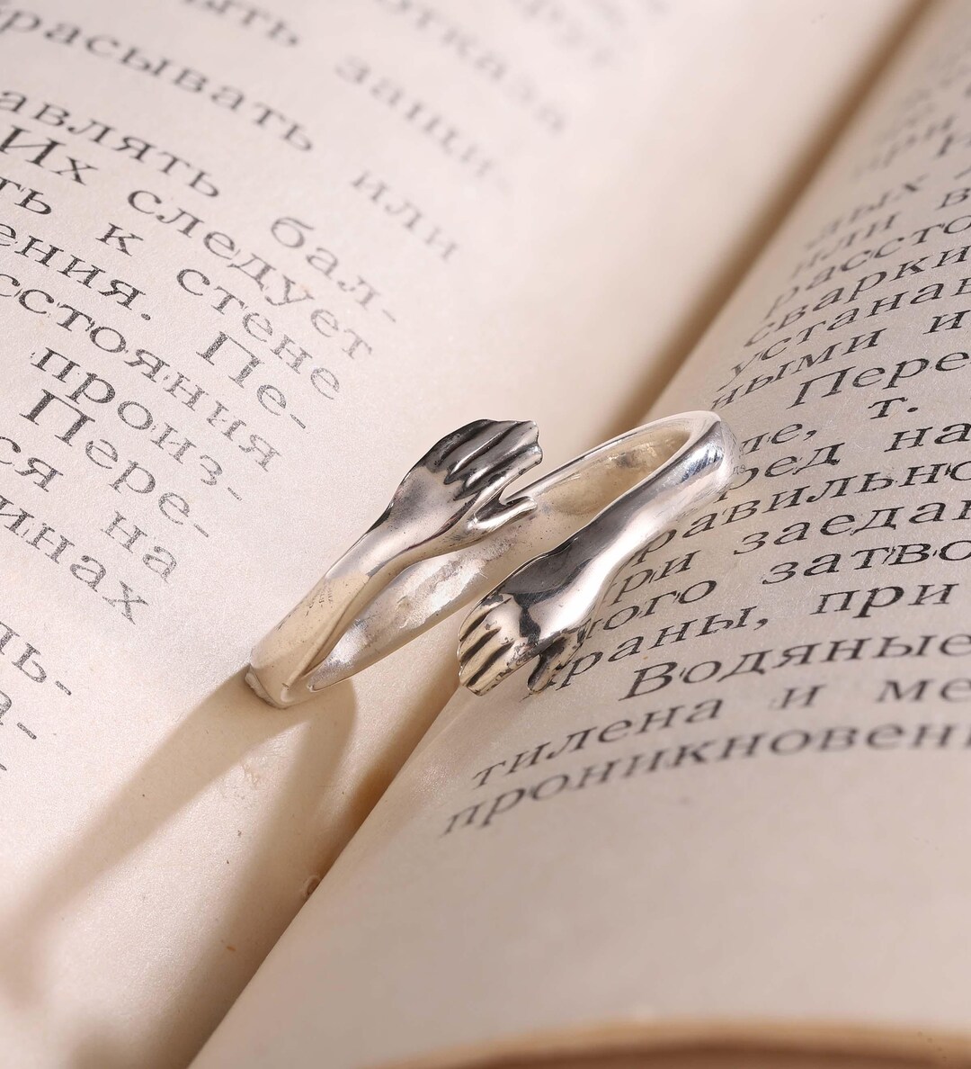 Gothic Oxidized 925 Design Hug Hand Silver Rings Stackable Rings Love ...