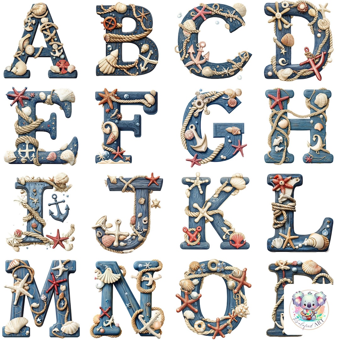 Nautical Alphabet Clipart: Marine-themed Letters (digital PNG) - Etsy ...