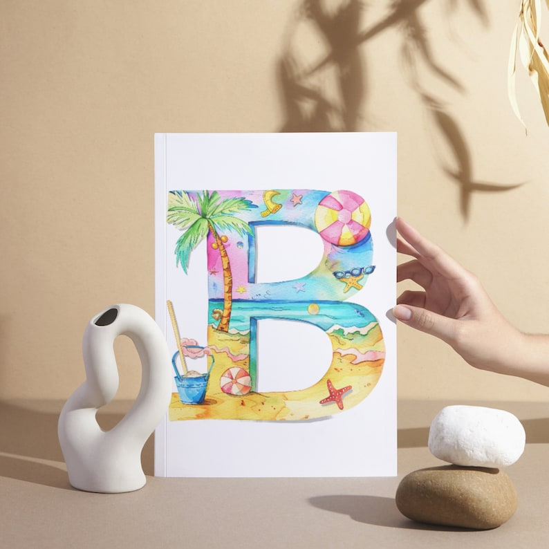 Tropical Typeface Watercolor Beach Alphabet Clipart 26 Paradise-themed ...