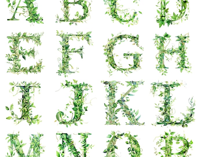 Cottage Core Clipart Alphabet Letters | Botanical PNG Fonts | Garden ...