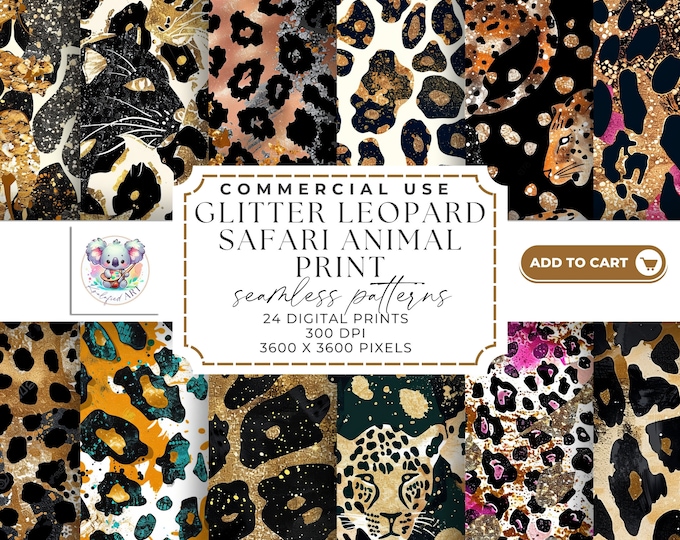 16 Seamless Glitter Animal Skin Prints Digital Papers 12" 300 Dpi ...