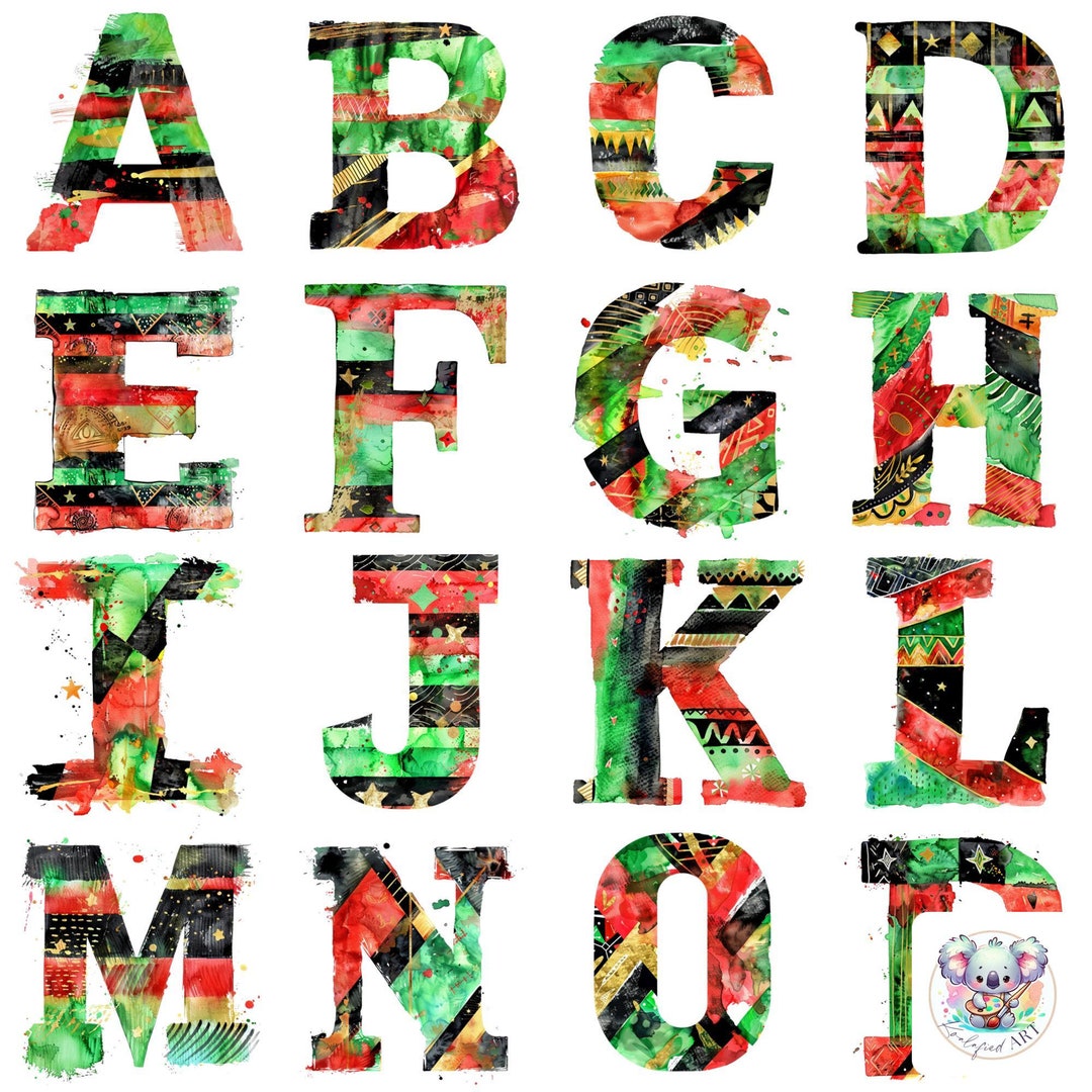 Juneteenth Alphabet Clipart: Watercolor African Letters (digital ...